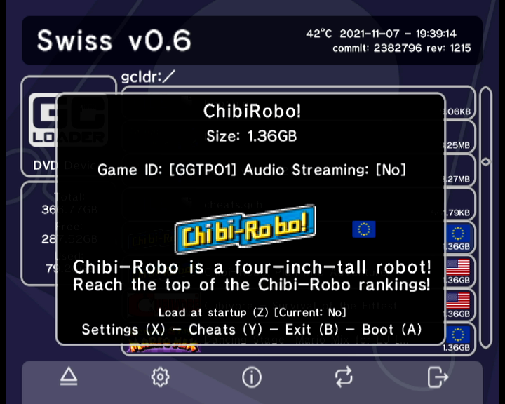 Swiss v0.6 - rev: 1215 -- Chibi Robo - no sound/music while GameCube ...