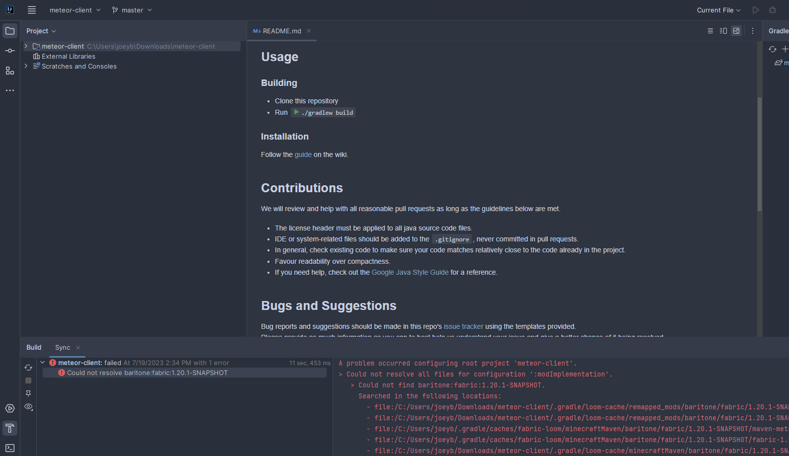 Could not find baritone:fabric:1.20.1-SNAPSHOT. · Issue #3861 · MeteorDevelopment/meteor-client ...