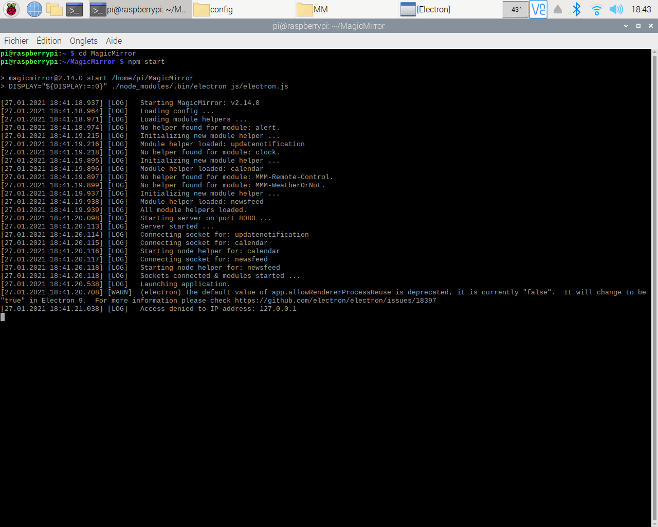 bug with electron the mirror wont start · Issue #2436 · MagicMirrorOrg ...