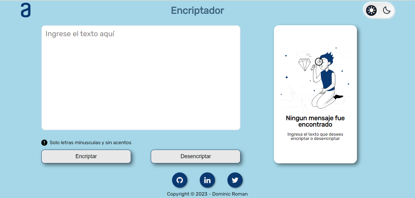 GitHub - DominicRG/EncriptadorDeTexto-Alura: Un ENCRIPTADOR de texto hecho en HTML, CSS y JS ...