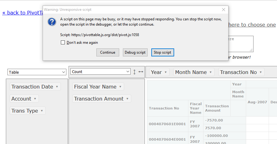 Page unresponsive for large local CSV input. · Issue #775 ...