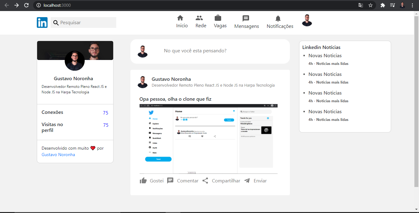 GitHub - gusttavonl/LinkedInMernClone: Clone fullstack do Linkedin Web com Mern Stack ( MongoDb ...