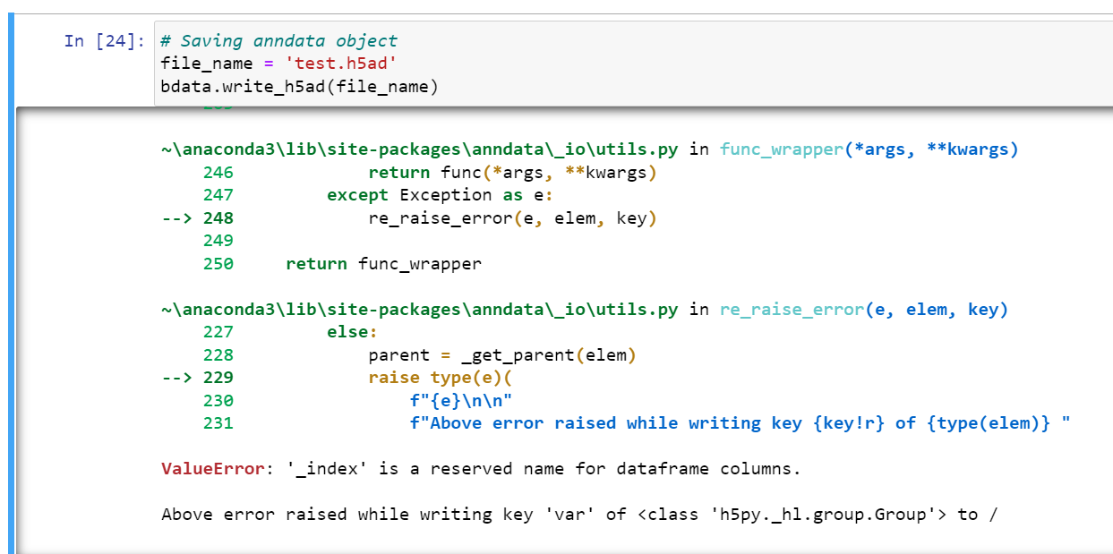 save anndata object to h5ad file · Issue #262 · BiomedicalMachineLearning/stLearn · GitHub