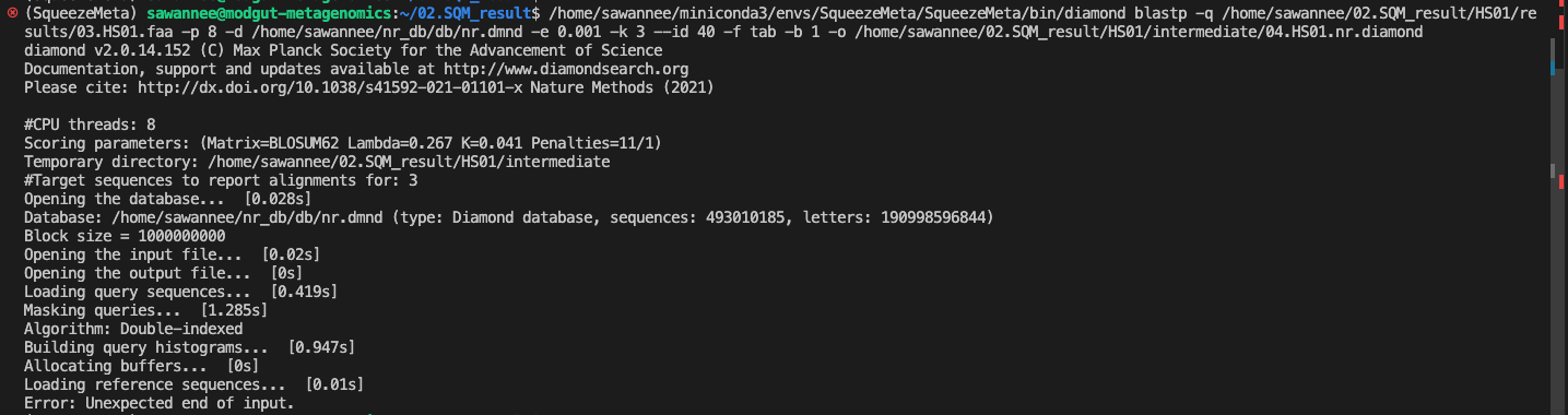 04.rundiamond.pl. Program finished abnormally · Issue #581 · jtamames/SqueezeMeta · GitHub