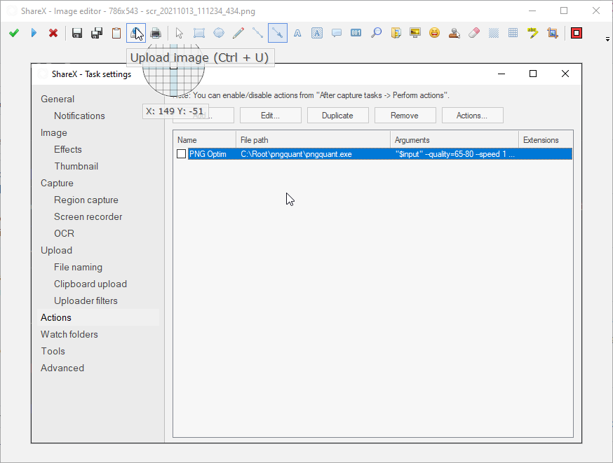 [Feature Request] Add ability to perform ShareX actions just before upload to remote service ...