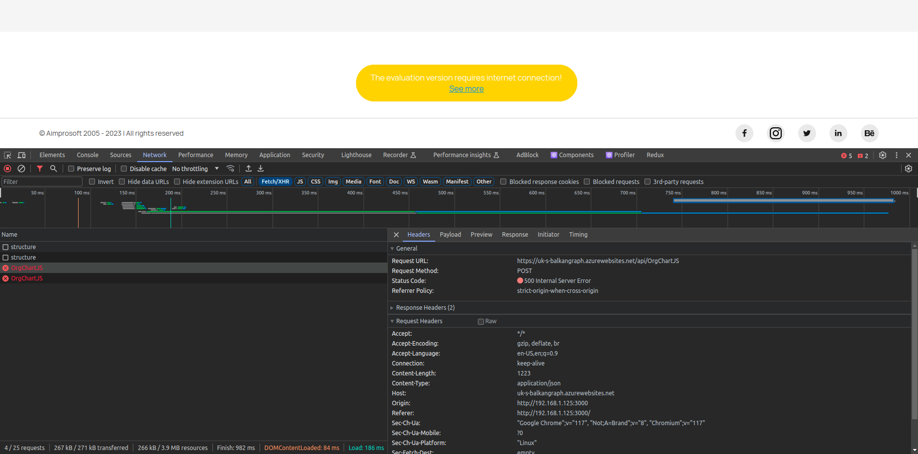 Server error (500) in response · Issue #810 · BALKANGraph/OrgChartJS · GitHub