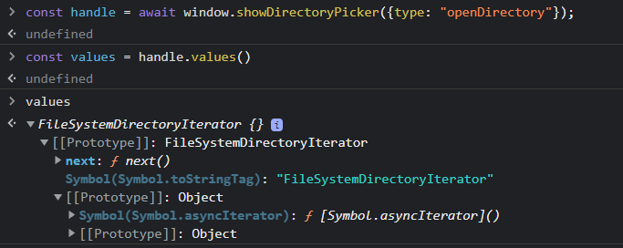 FileSystemDirectoryHandle.values() return value is incorrect · Issue #25876 · mdn/content · GitHub