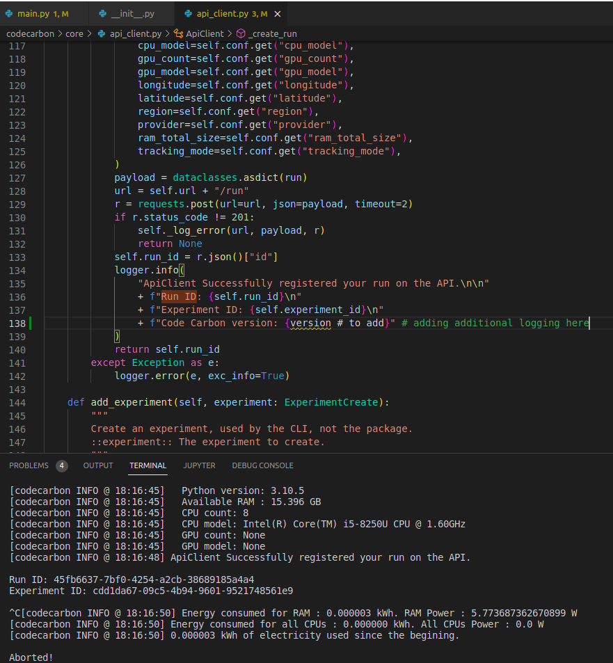 Print version of package in log and API metadata · Issue #302 · mlco2/codecarbon · GitHub