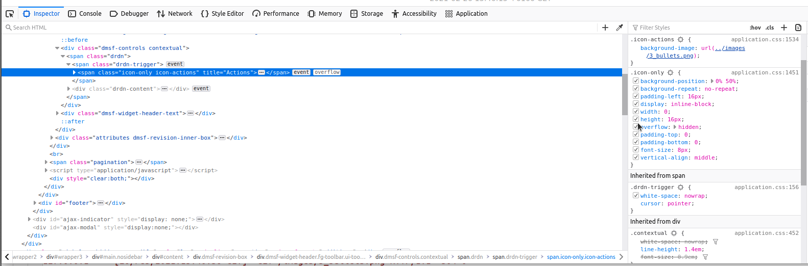 DMS Documents list > document revision: possibly wrong usage of style in action icons · Issue ...