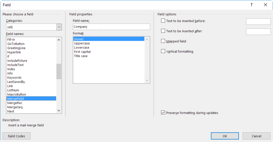 Feature request: Support Word MergeField options · Issue #517 · opensagres/xdocreport · GitHub