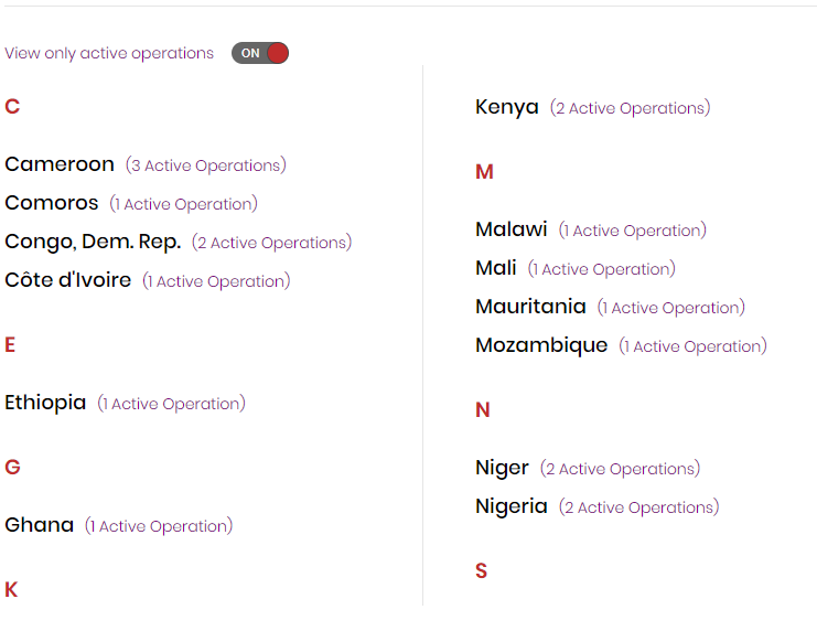 Filter countries to show active operations · Issue #848 · IFRCGo/go-frontend · GitHub