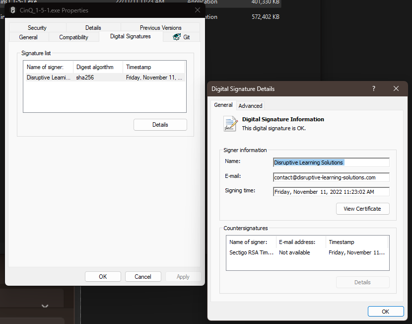 Include A Digital Signature Tab In The Properties Menu · Issue 10828