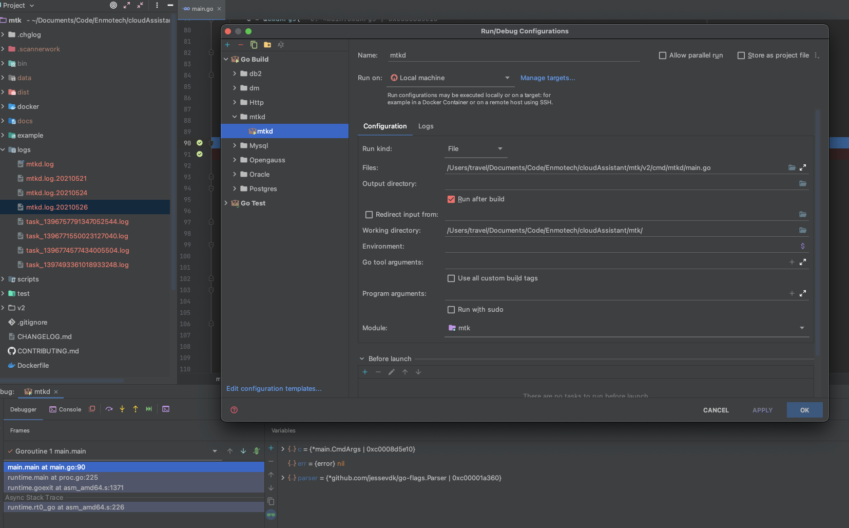 Goland debug hang when set env and program arguments · Issue #2509 · go-delve/delve · GitHub