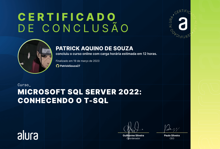 GitHub - PatrickSouza27/Microsoft-T-SQL-Course: Microsoft SQL Server 2022: conhecendo o T-SQL ...