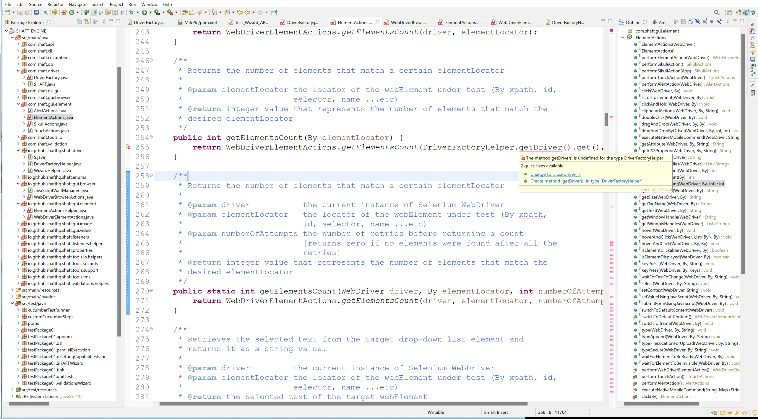 Receiving get methods undefined error on maven import · Issue #824 · ShaftHQ/SHAFT_ENGINE · GitHub