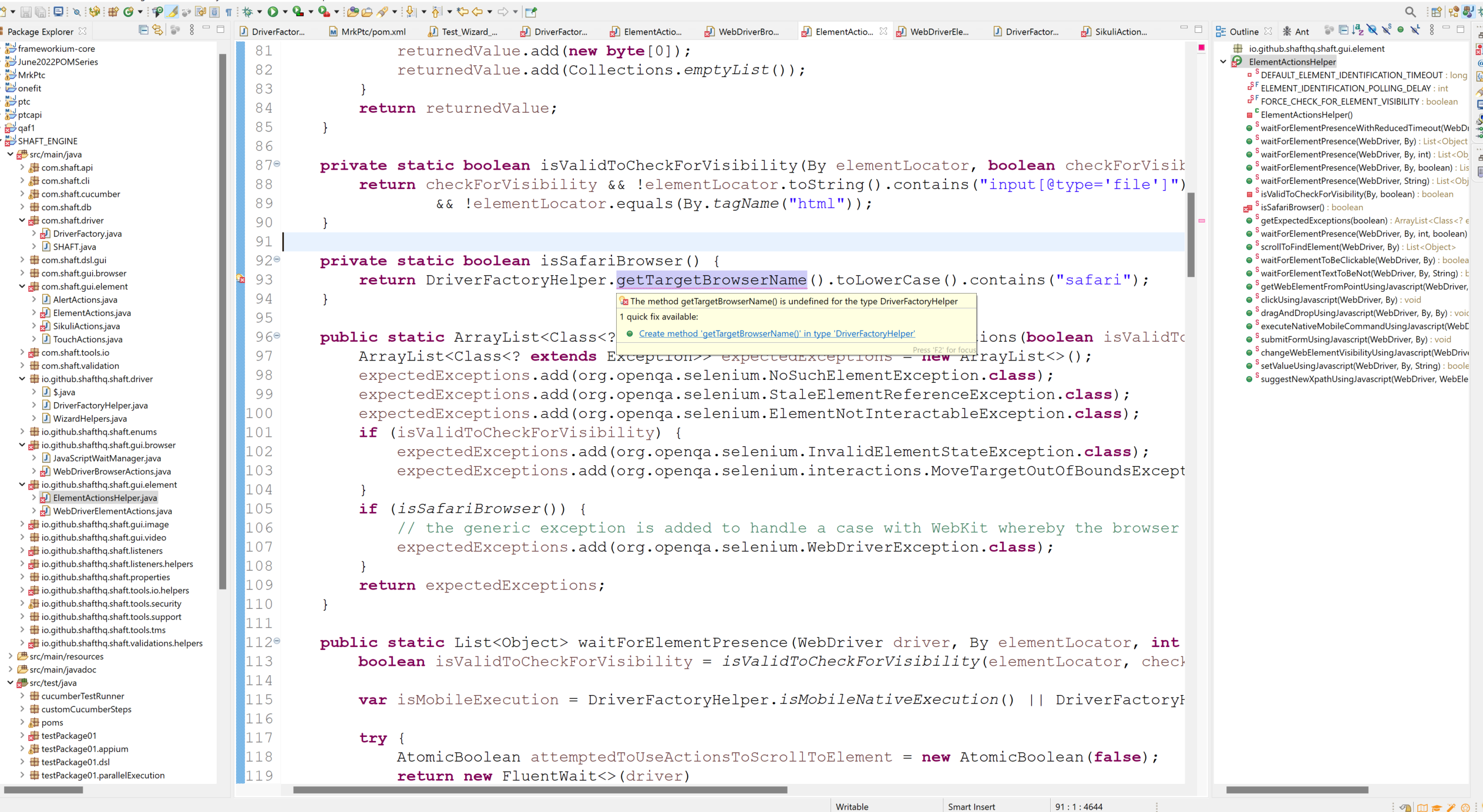 Receiving get methods undefined error on maven import · Issue #824 · ShaftHQ/SHAFT_ENGINE · GitHub