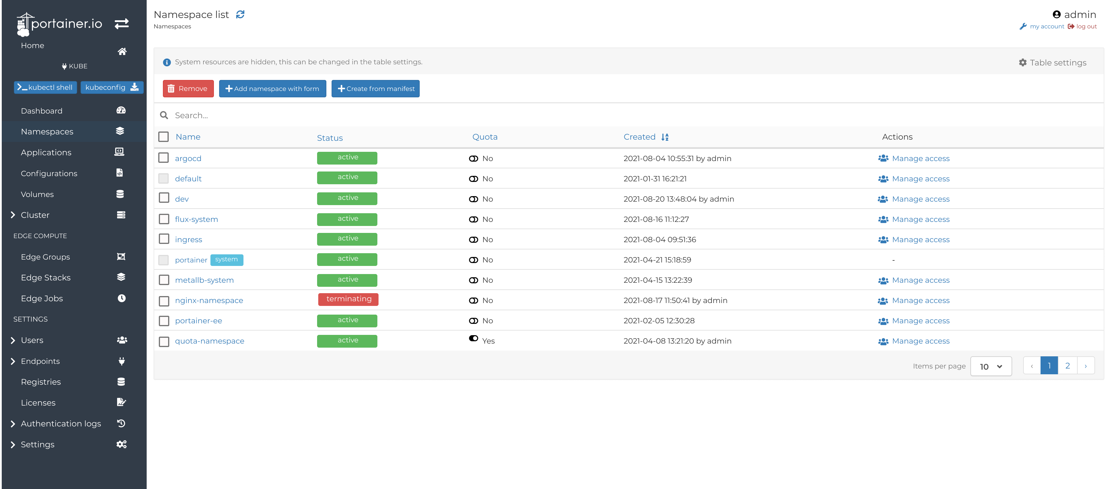 Replace advanced deployment panel with a Create from manifest action ...