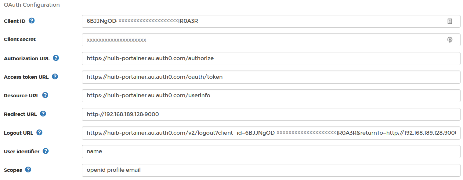 [oauth] Cant Configure Auth0 · Issue 5684 · Portainer Portainer · Github