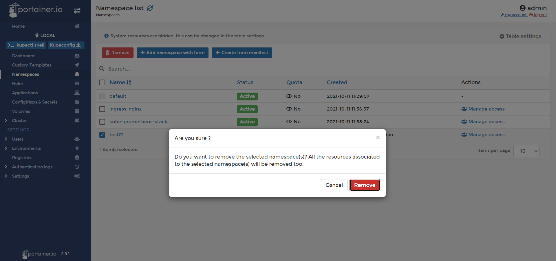 Removing a namespace does not remove associated stacks · Issue #5897 · portainer/portainer · GitHub