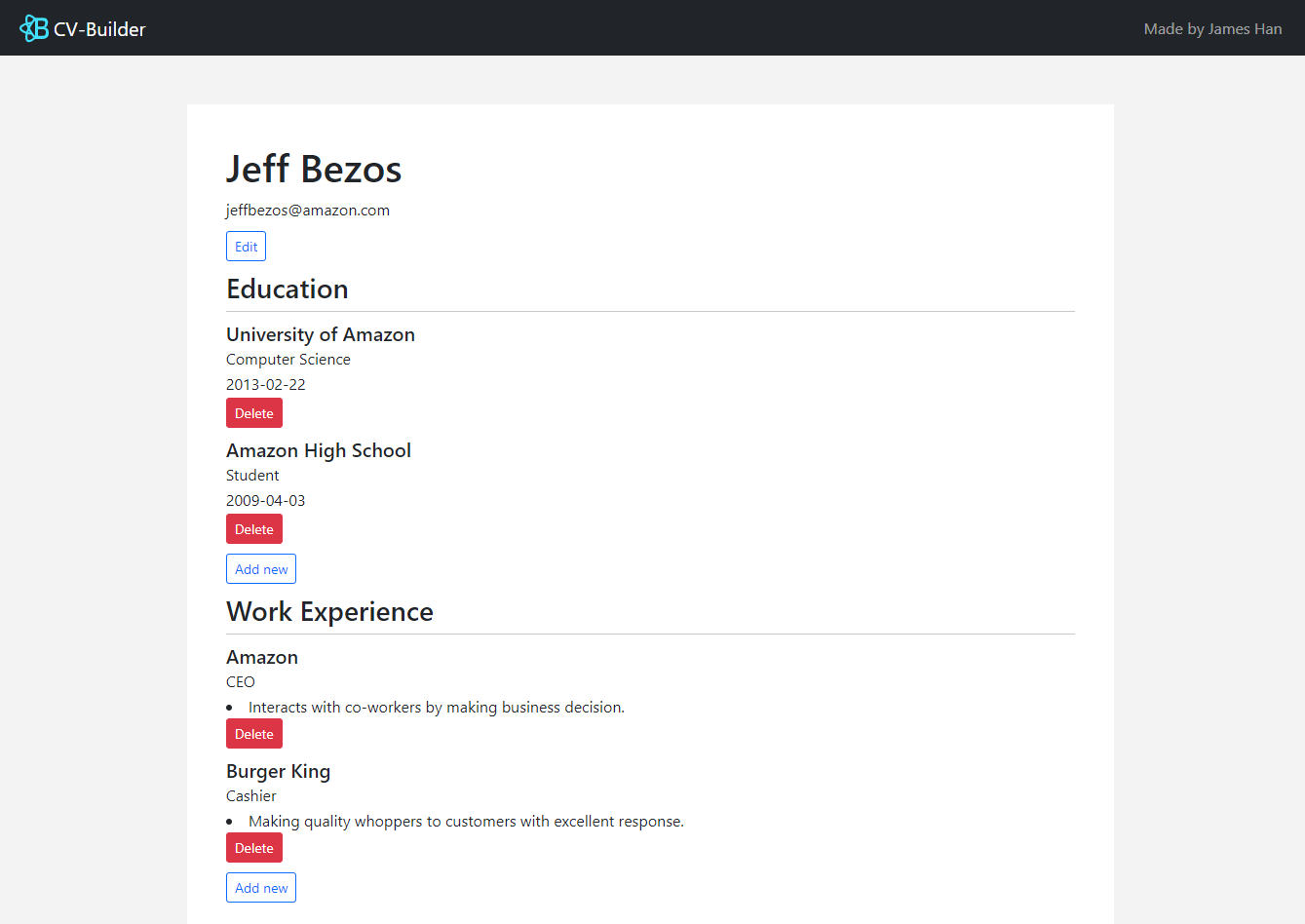 GitHub - notJamesHan/cv-project: A CV application builder with React JS ...