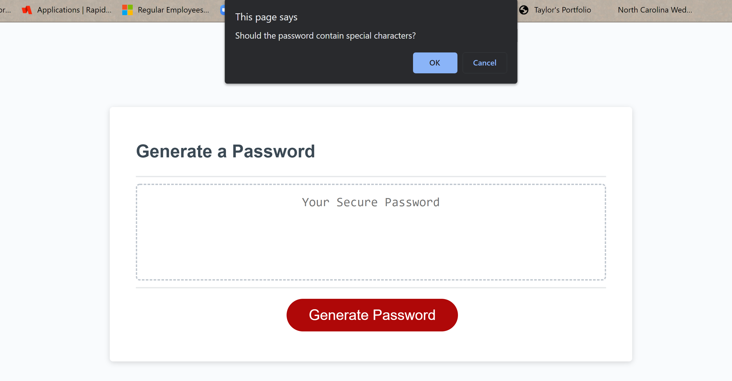 GitHub - lilleyt09/JS_PasswordGenerator: This is a simple random password generator. The user ...
