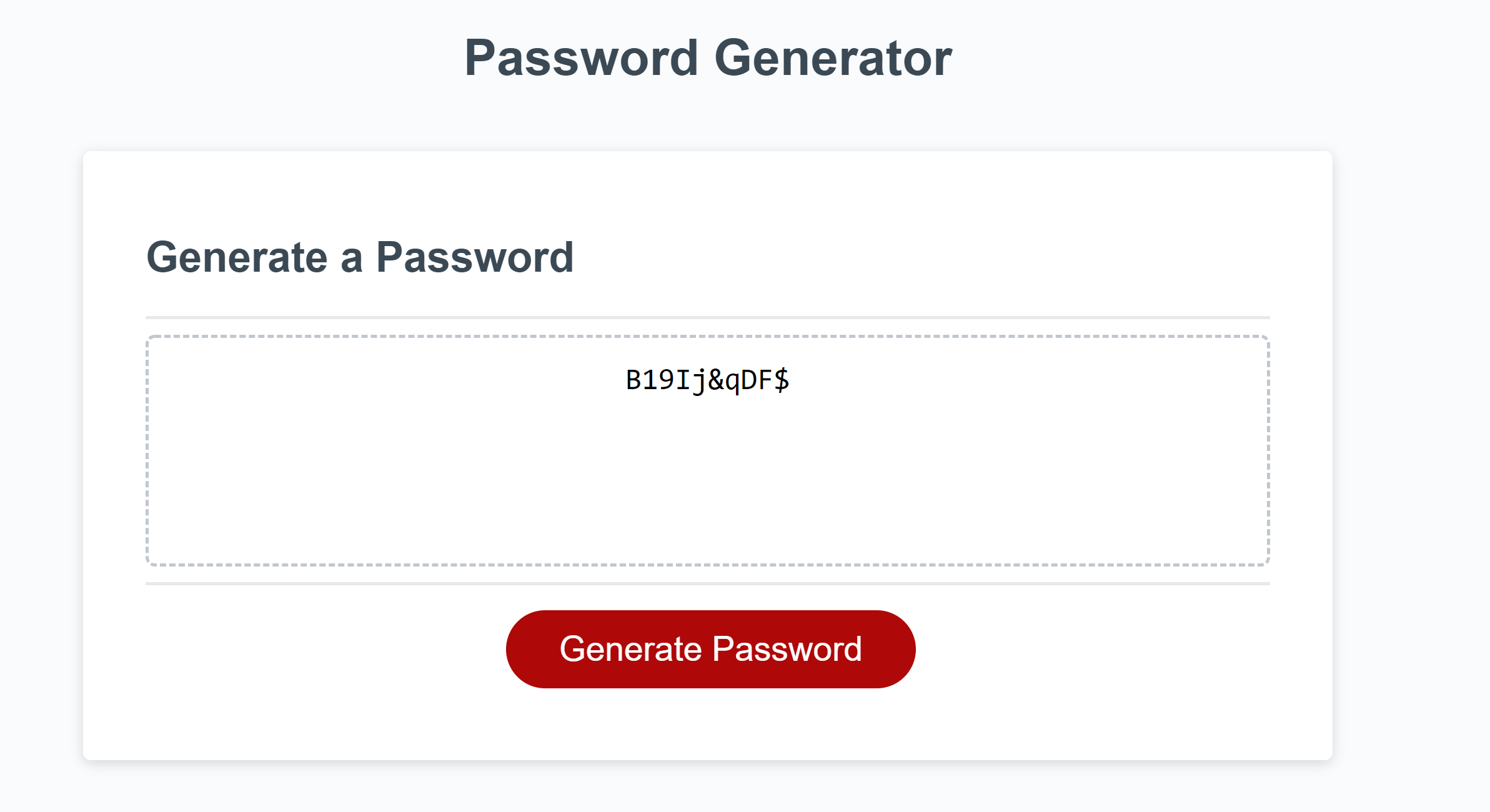 GitHub - lilleyt09/JS_PasswordGenerator: This is a simple random password generator. The user ...