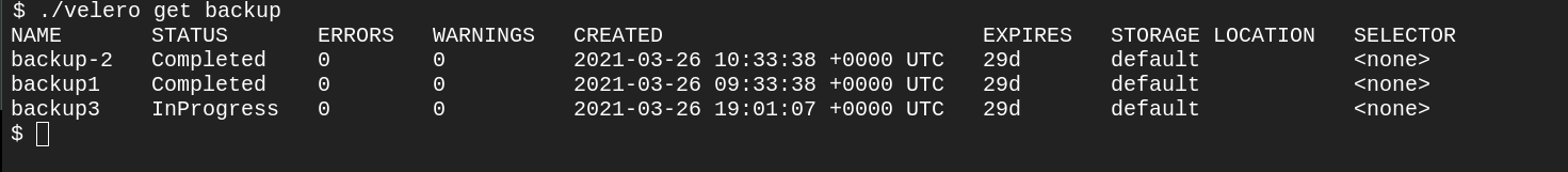 Velero Backup gets stuck in "InProgress" status while trying to take backup of stateful app from ...