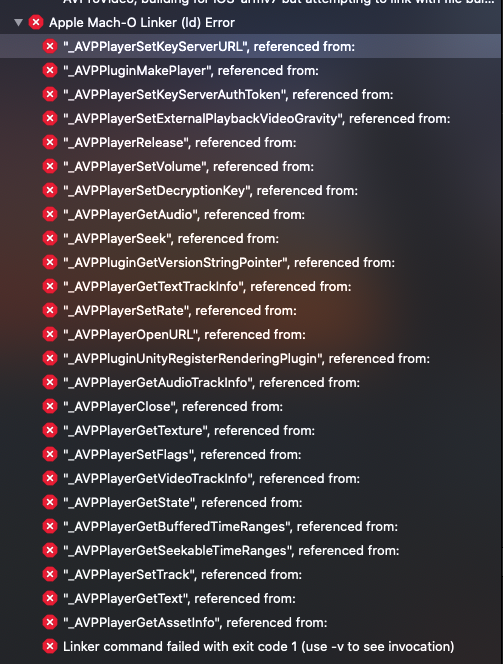 iOS armv7 build issue · Issue #700 · RenderHeads/UnityPlugin-AVProVideo · GitHub