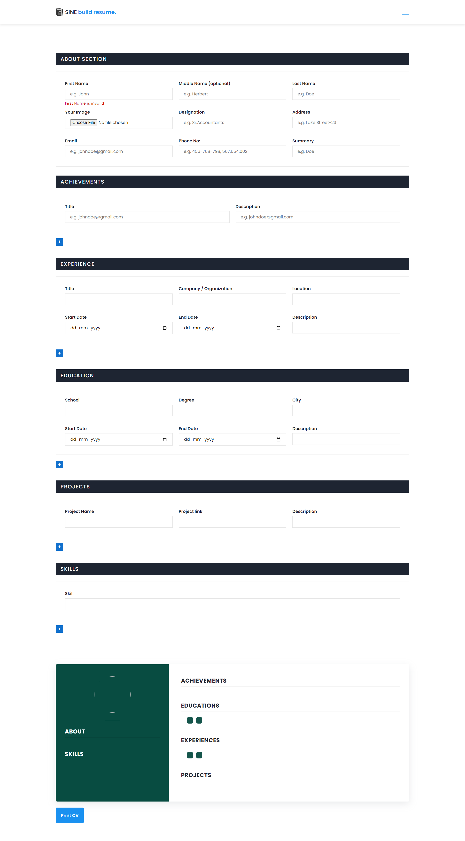 GitHub - SineNitish/Resume-Builder-Website: Resume Builder Website using HTML, CSS and Java Script
