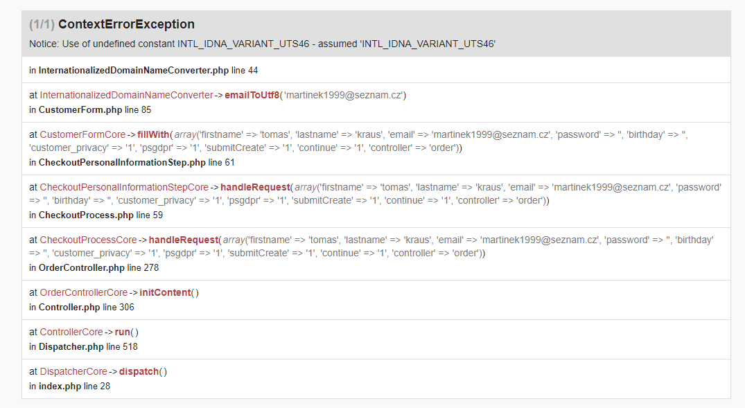 Notice: Use of undefined constant INTL_IDNA_VARIANT_UTS46 - assumed 'INTL_IDNA_VARIANT_UTS46 ...