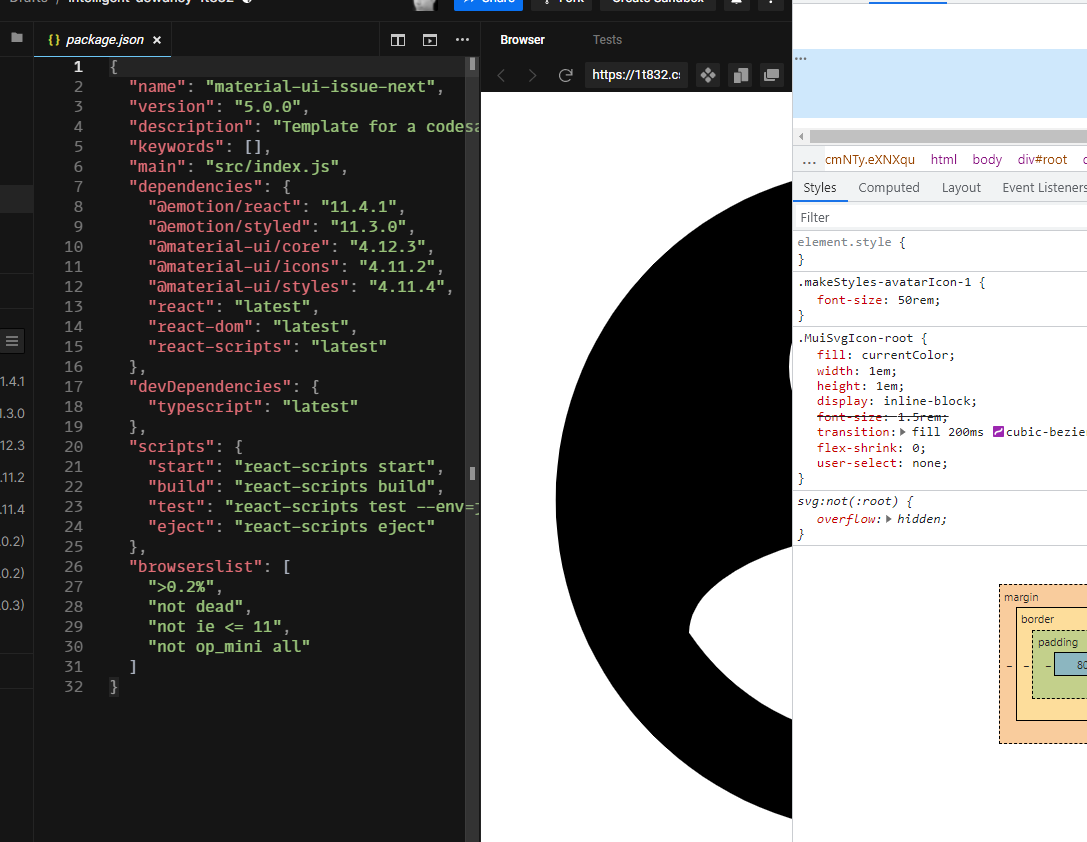 Cannot Override MUI Icon Default Styling When Using 5 0 Beta Issue Cannot Override MUI Icon Default Styling When Using 5 0 Beta Issue