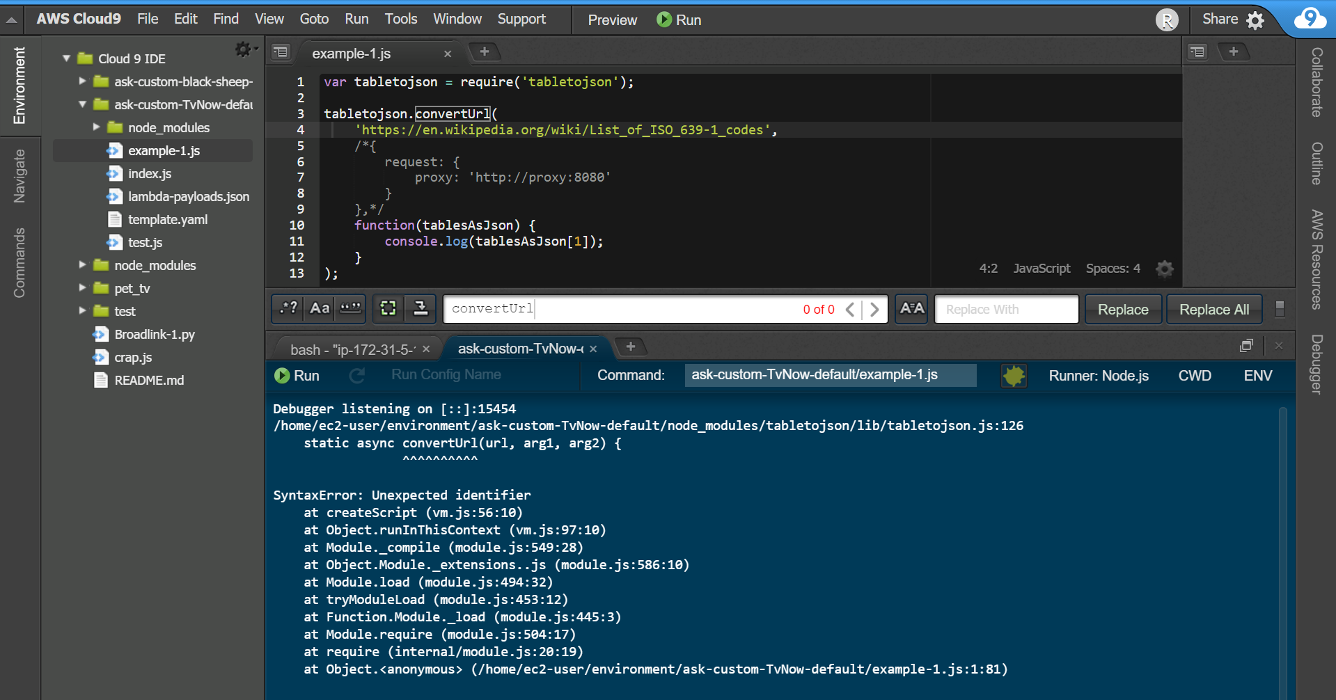 Syntax error occurs in AWS Alexa · Issue #29 · maugenst/tabletojson ...