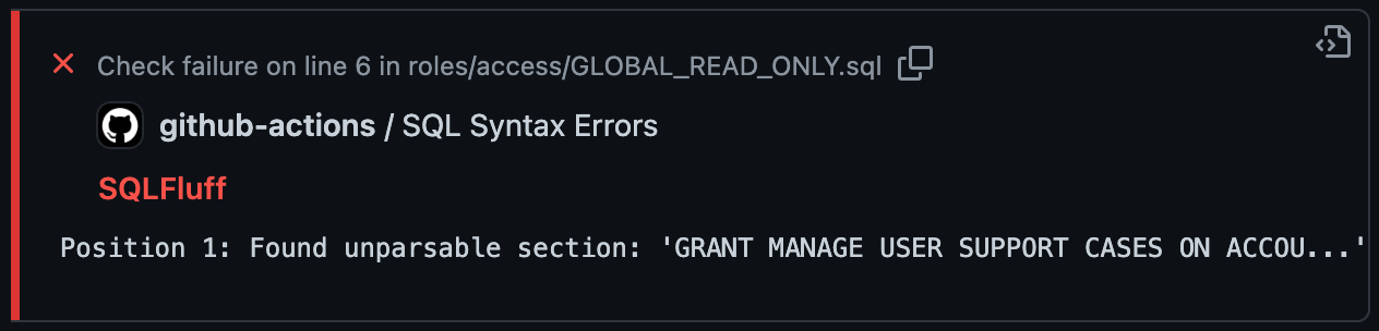 Grant for managing user support cases not supported · Issue #4228 · sqlfluff/sqlfluff · GitHub