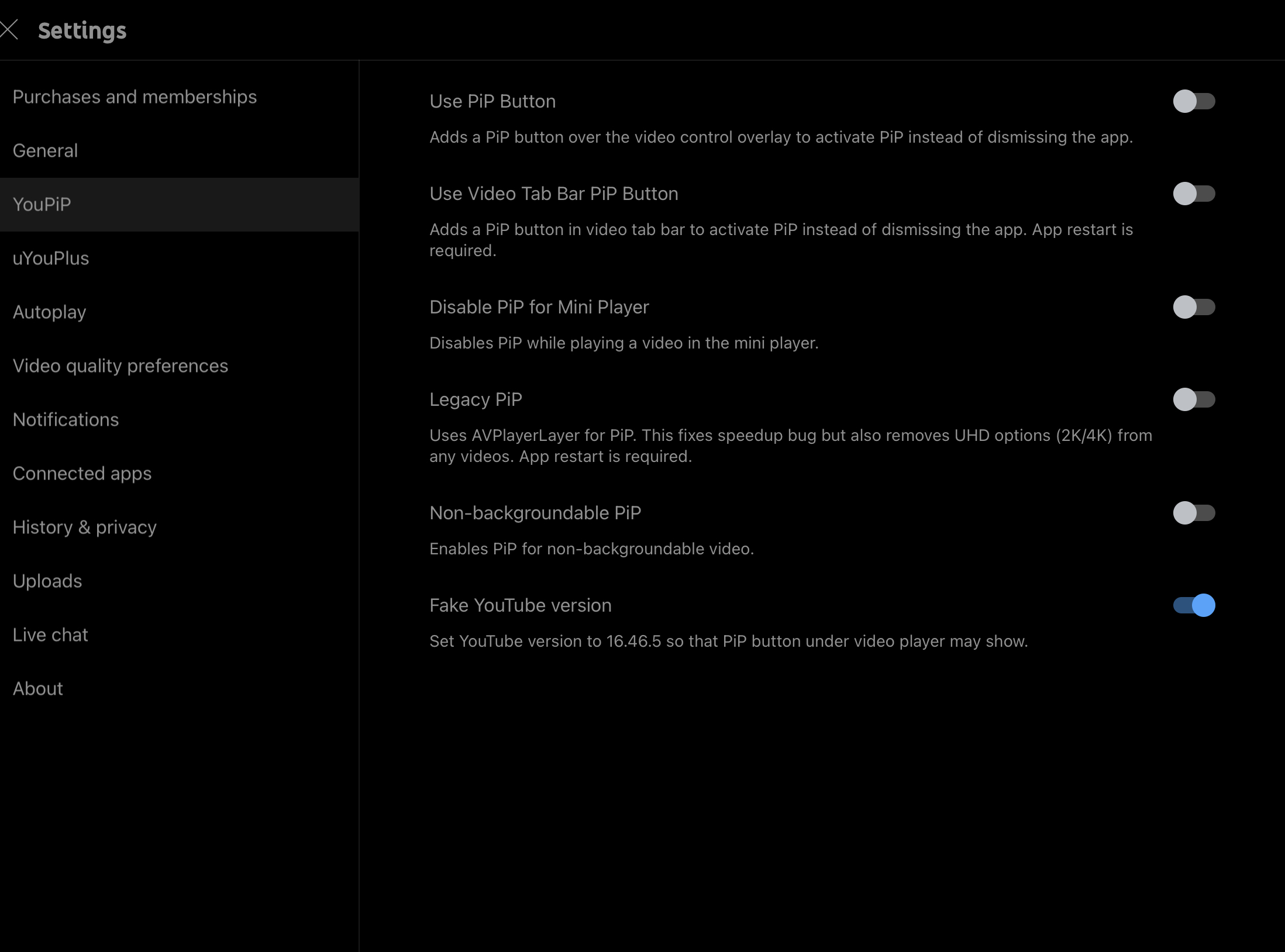 Fake YouTube Version 16.46.5 hides video controls (YouPiP+YouTubeHeader) · Issue #55 · PoomSmart ...