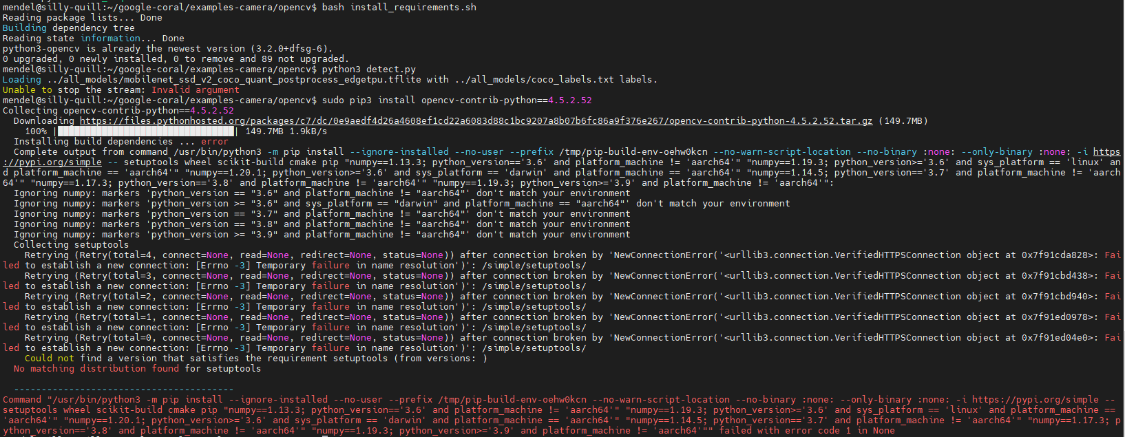 Coral dev mini opencv error · Issue #76 · google-coral/examples-camera · GitHub