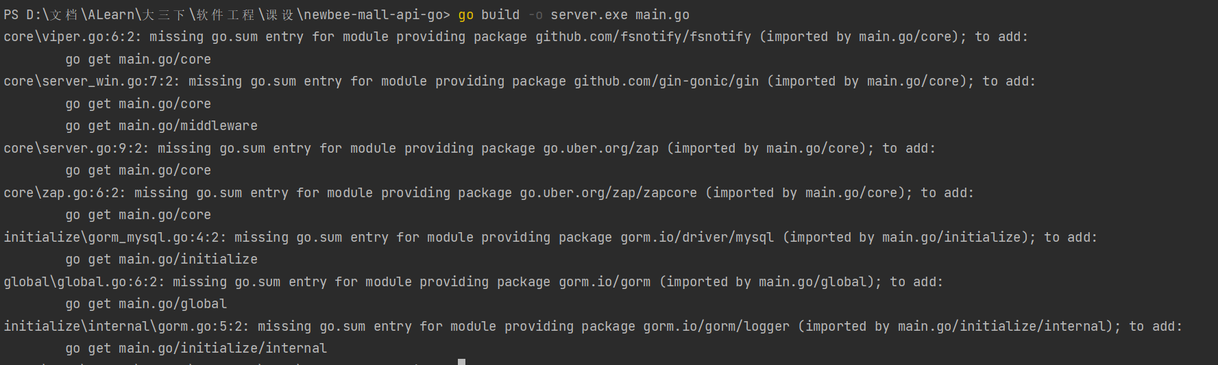 编译失败了 · Issue #5 · newbee-ltd/newbee-mall-api-go · GitHub