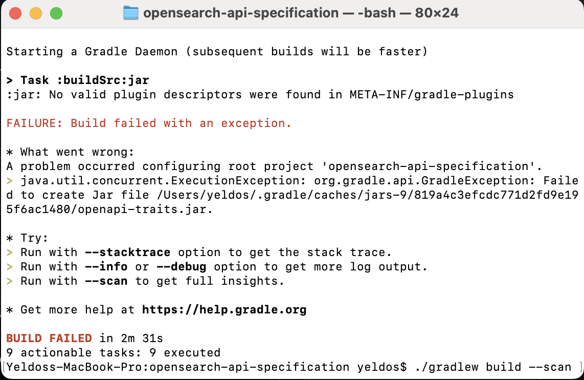 [BUG] Gradle build failed · Issue #94 · opensearch-project/opensearch-api-specification · GitHub