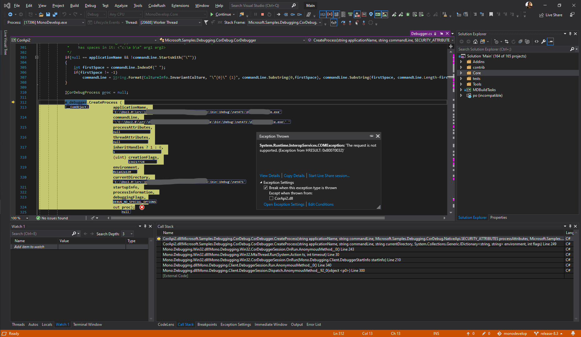 Windows/Debugging: The request is not supported. (Exception from HRESULT: 0x80070032) · Issue ...