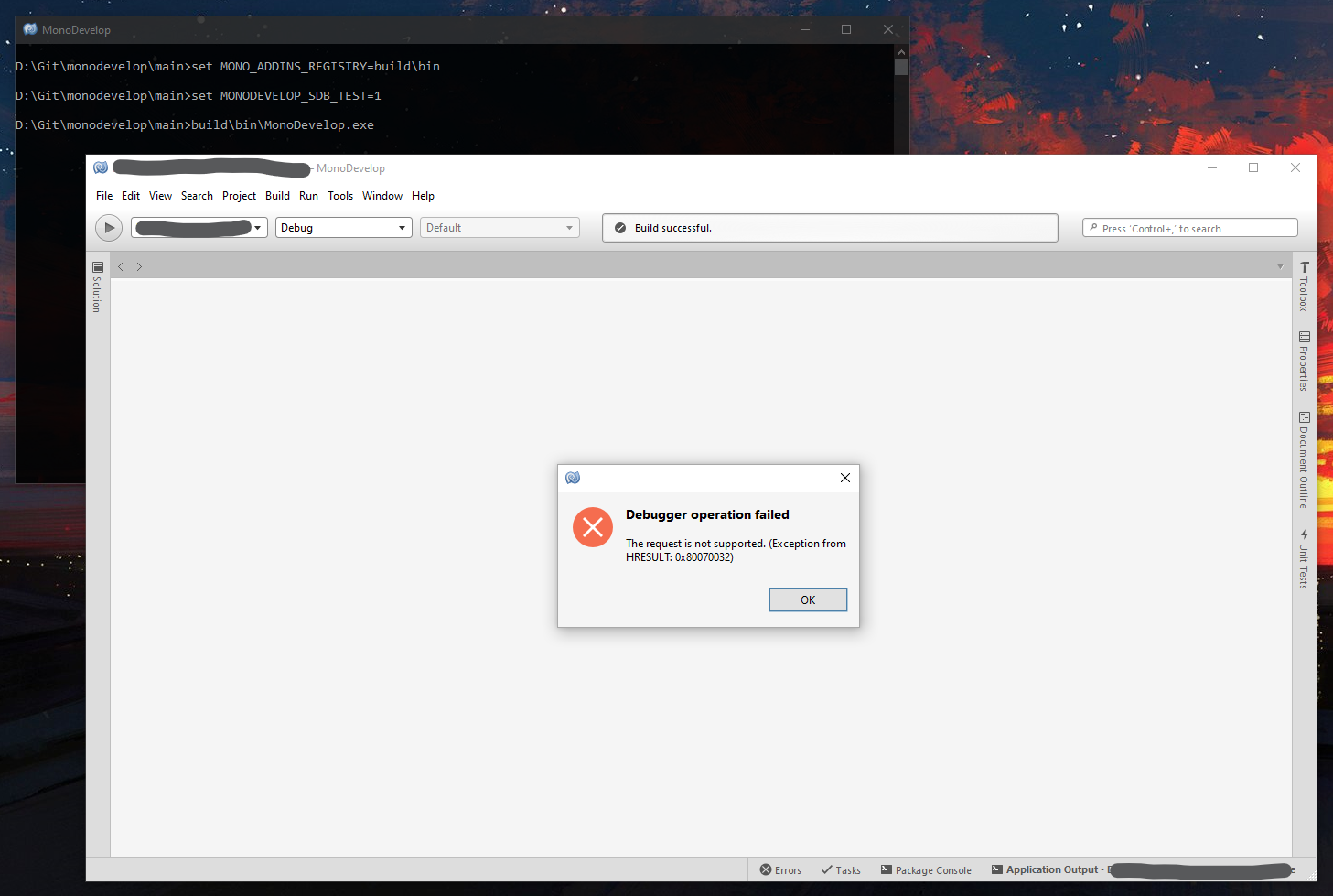 Windows/Debugging: The request is not supported. (Exception from HRESULT: 0x80070032) · Issue ...