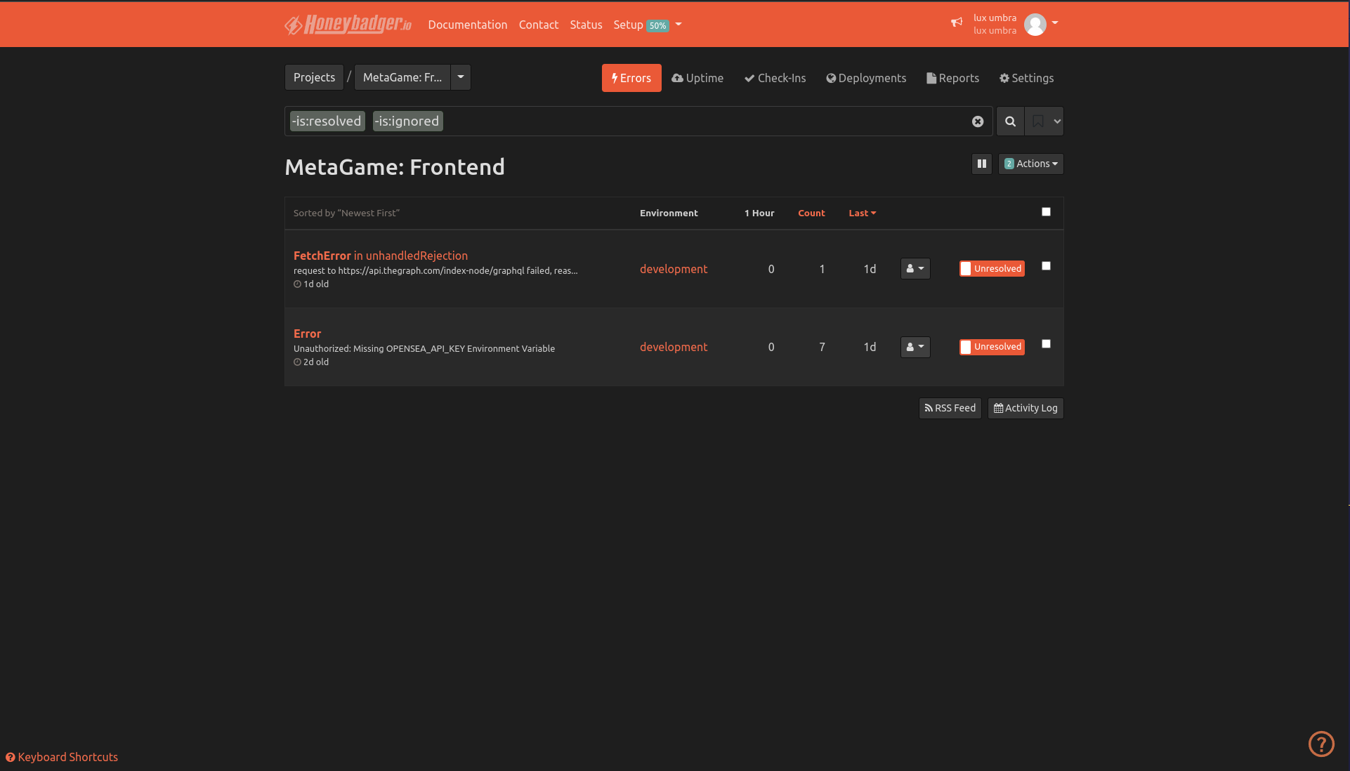 Feat/1414 add error tracking & feedback by luxumbra · Pull Request #1419 · MetaFam/TheGame · GitHub