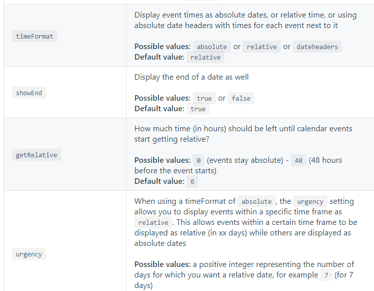 Calendar don't shows "It xx days" · Issue #2445 · MagicMirrorOrg/MagicMirror · GitHub