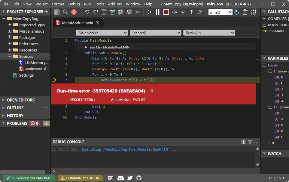 Bug When Using `memcopy` From `vba Memorytools`s `libmemory` · Issue 1701 · Twinbasic