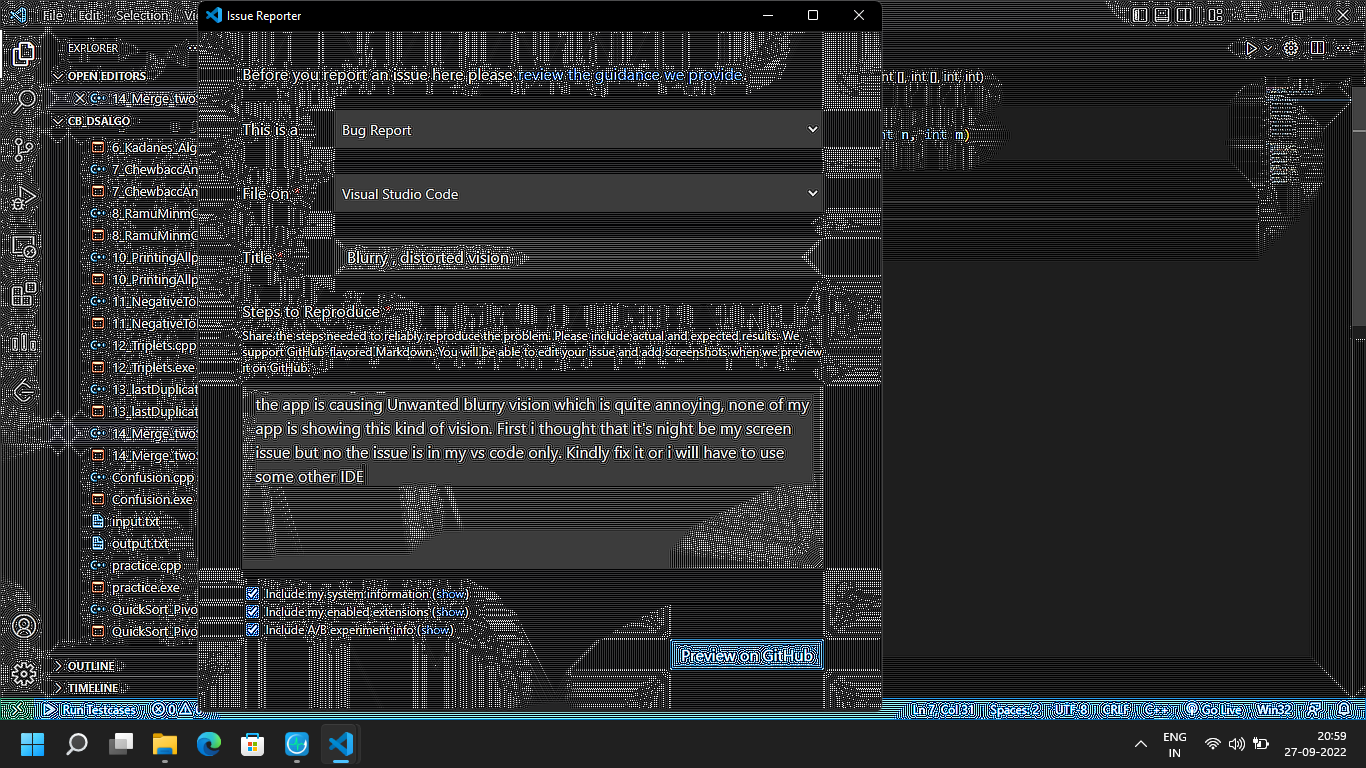 Blurry , distorted vision · Issue #161994 · microsoft/vscode · GitHub
