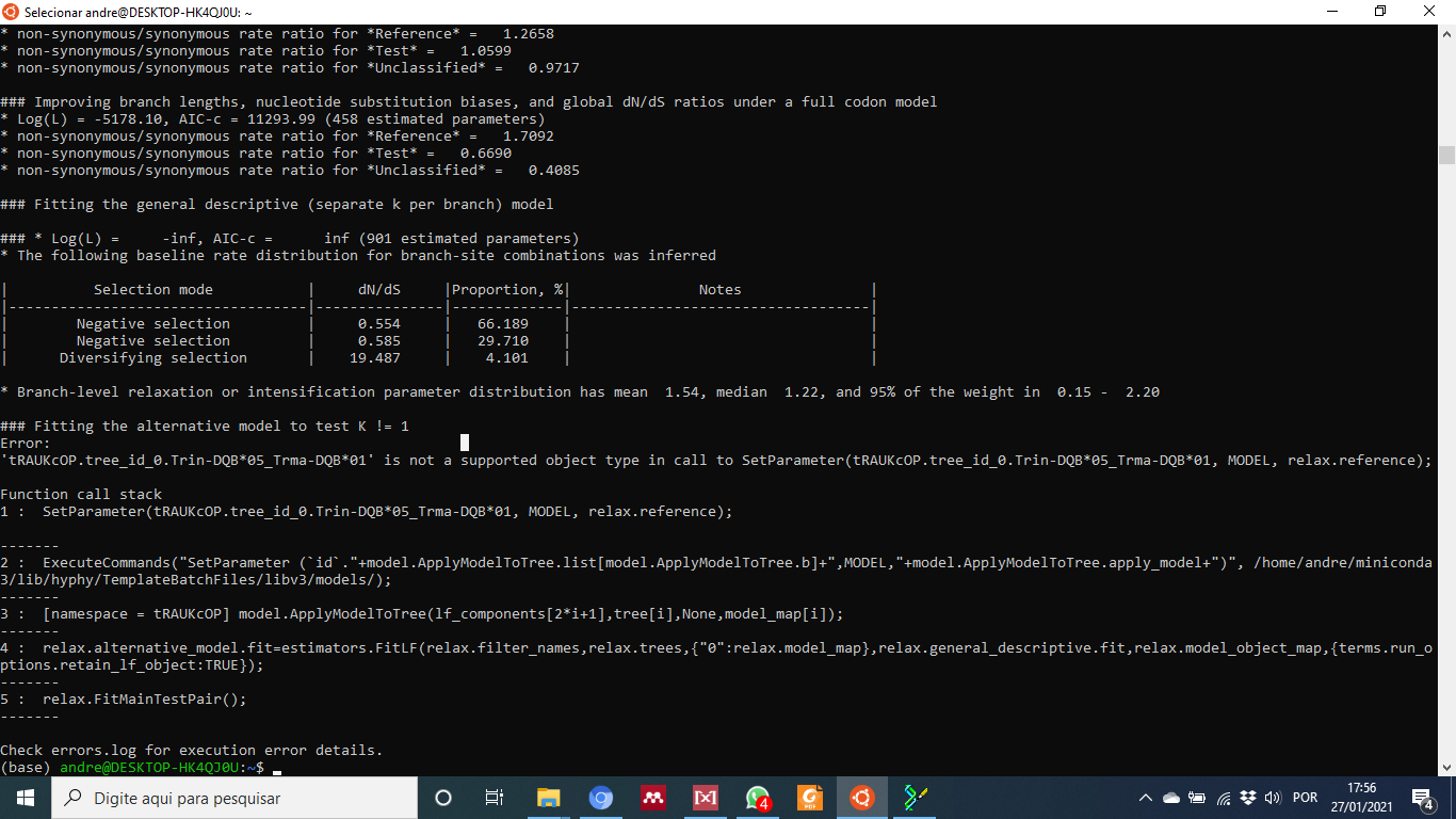 Internal Error Fitting the general descriptive (separate k per branch) model em RELAX · Issue ...