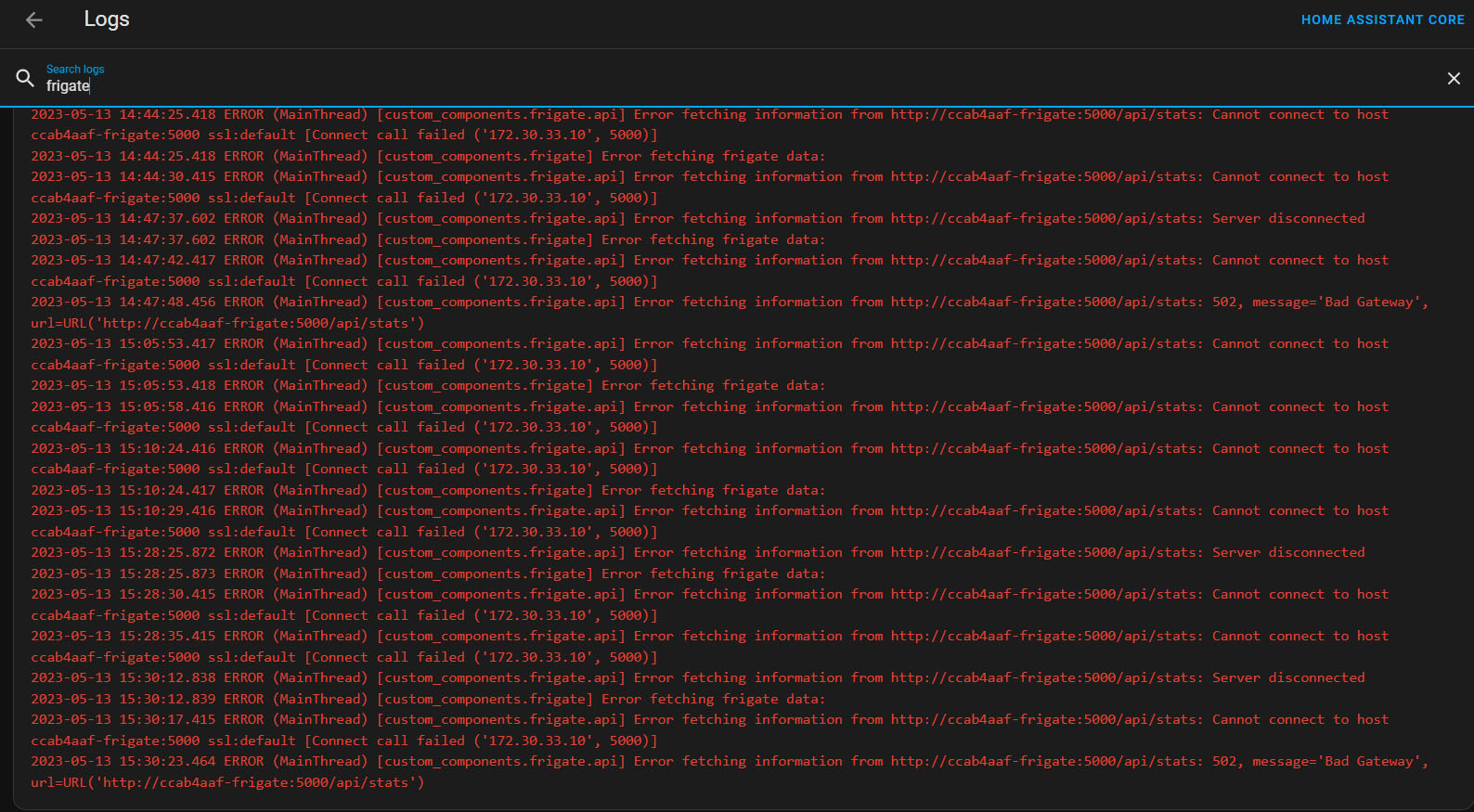 [Support]: Constant errors in HA Core logs - Cannot connect to host · Issue #6479 ...