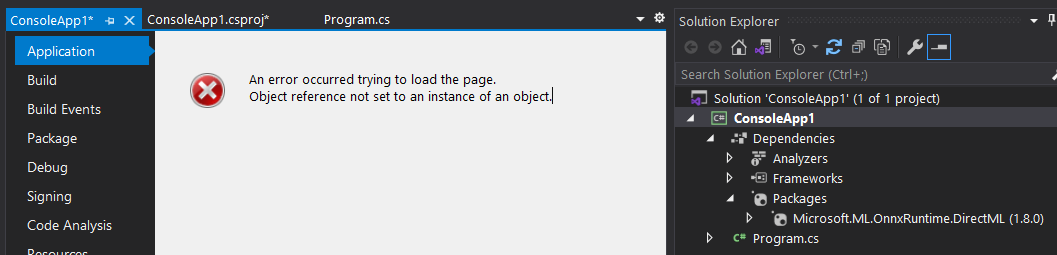 VS2019 Project Properties failed to load with ONNX DirectML NuGet package. · Issue #10236 ...