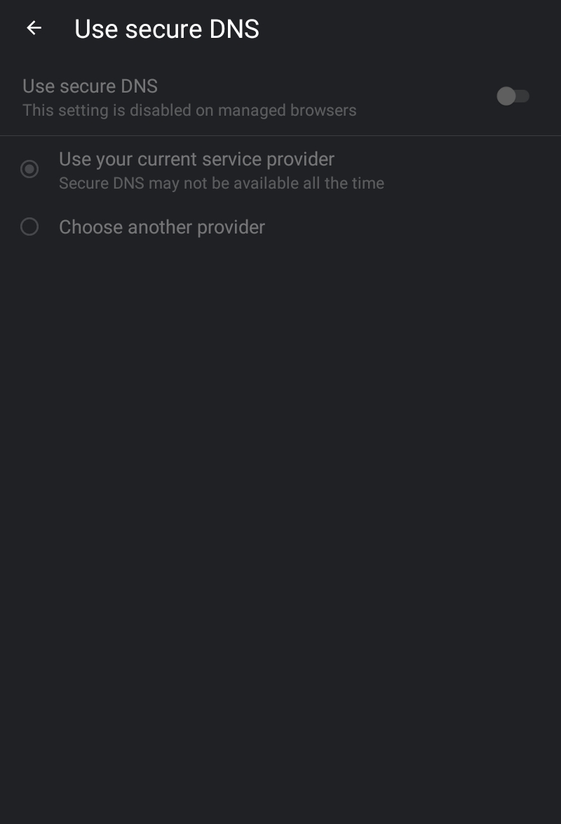[BUG] Use secure DNS cant be enabled because its "disabled on managed browsers" · Issue #1527 ...