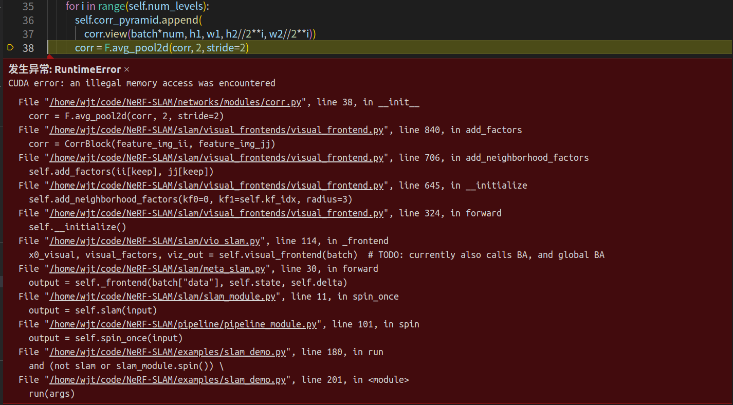 CUDA error: an illegal memory access was encountered · Issue #4 · ToniRV/NeRF-SLAM · GitHub