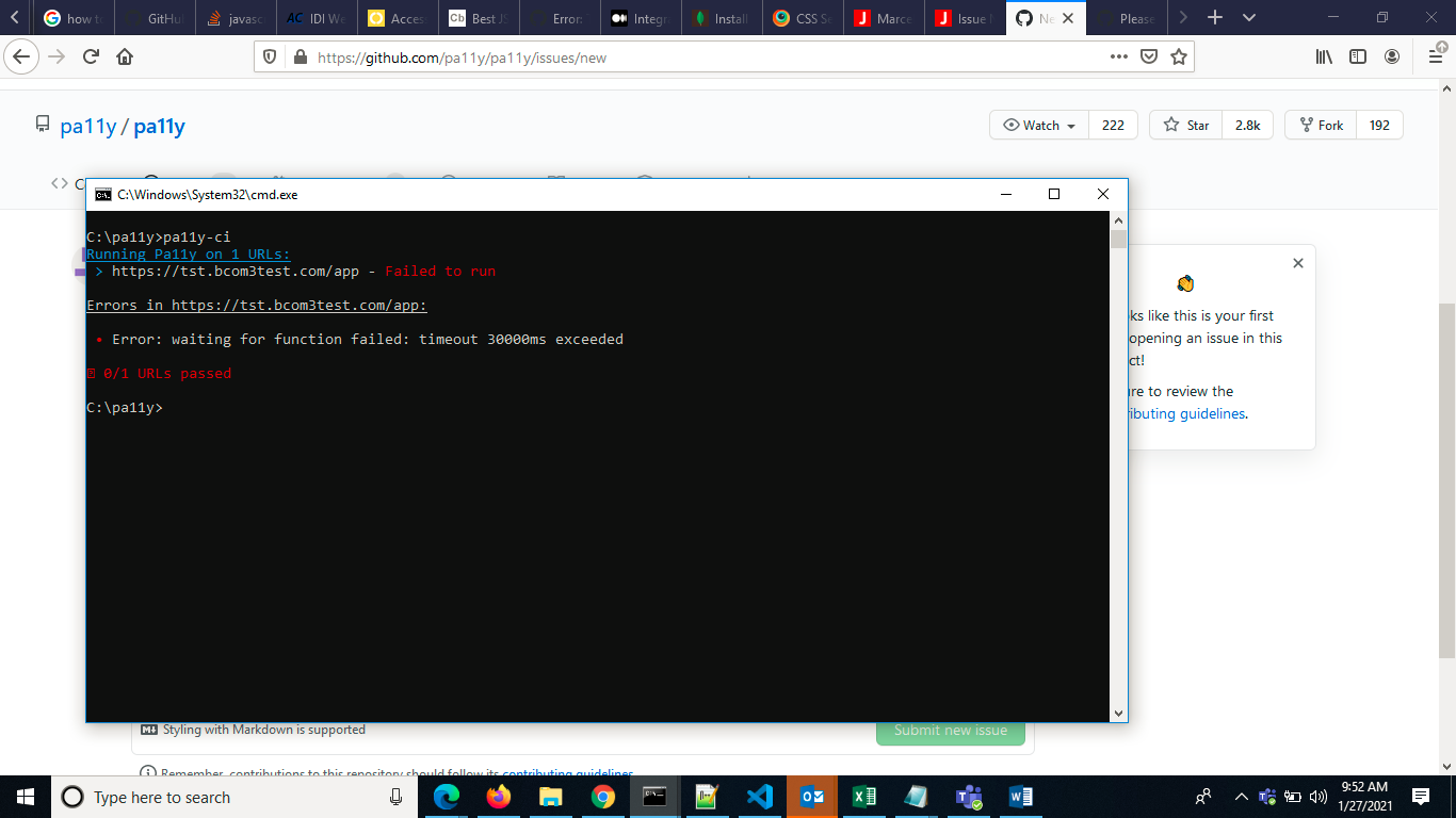 Getting timeout error everytime i use actions · Issue #547 · pa11y/pa11y · GitHub