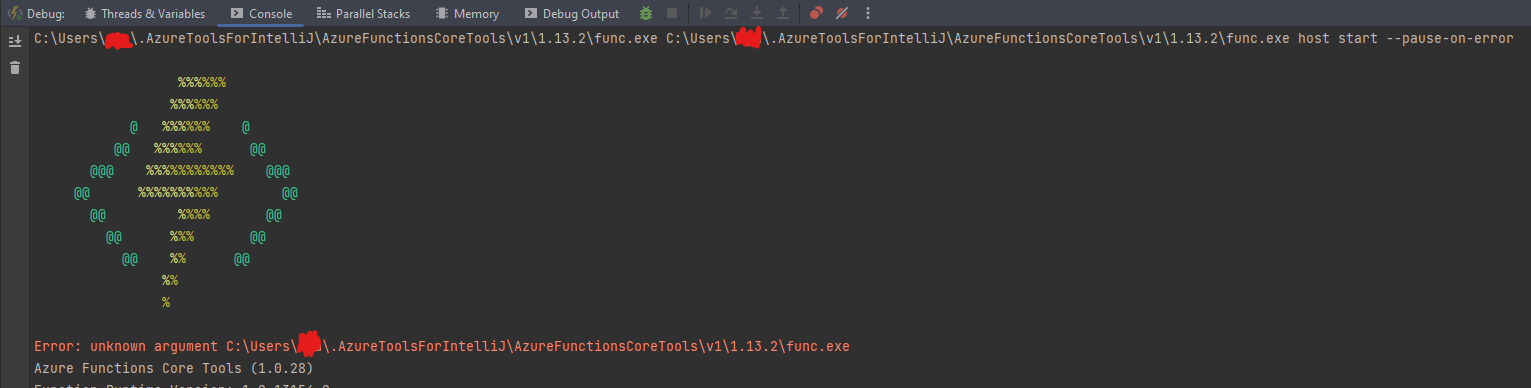func.exe passed as argument to func.exe · Issue #646 · JetBrains/azure-tools-for-intellij · GitHub